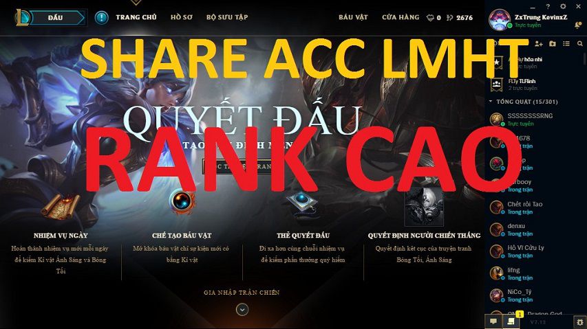 Share acc LOL VIP 2025 Mới Nhất – Cho Nick LMHT Miễn Phí Nhiều Tướng ...
